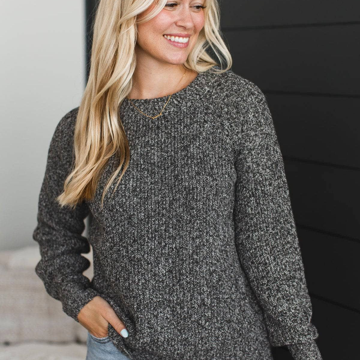 Limitless Mindset Two-Tone Knit Sweater- Charcoal – The Pulse Boutique