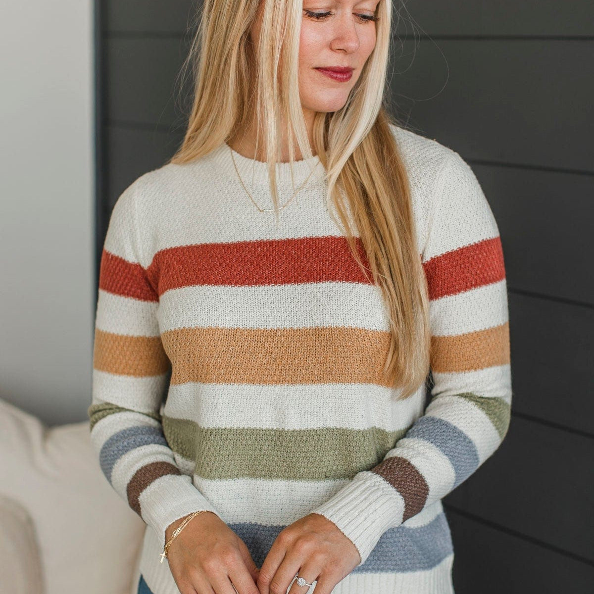 No Hesitations Striped Knit Sweater- Ivory – The Pulse Boutique