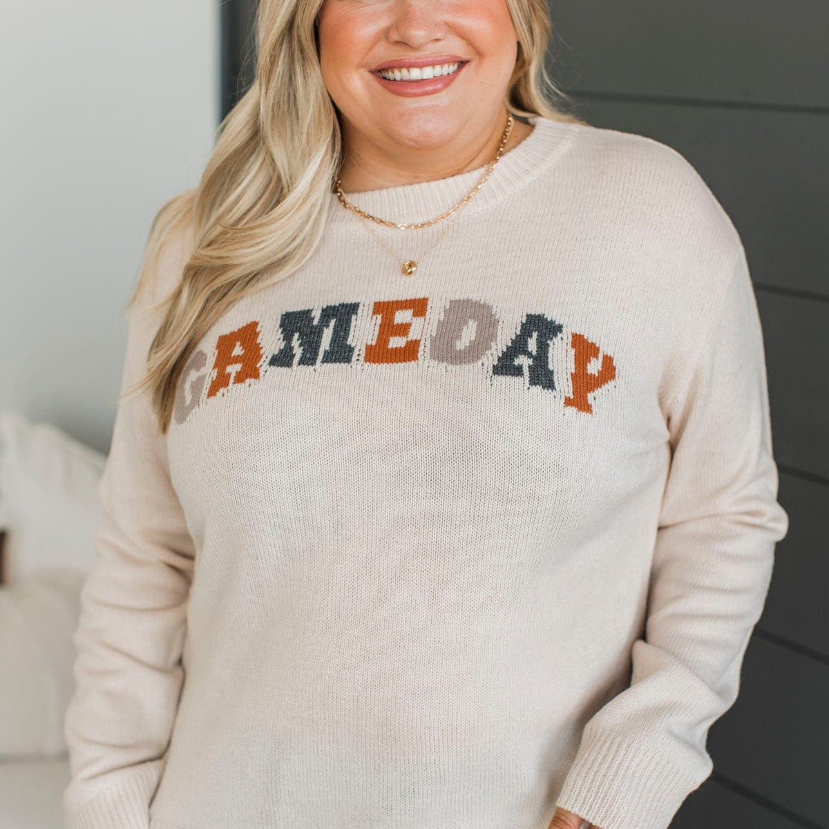 "Gameday" Knit Sweater- Almond – The Pulse Boutique