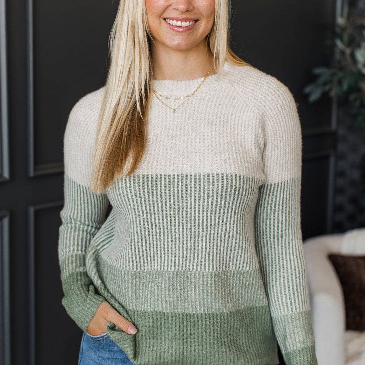 Falling Forever Color Block Sweater- Sage – The Pulse Boutique
