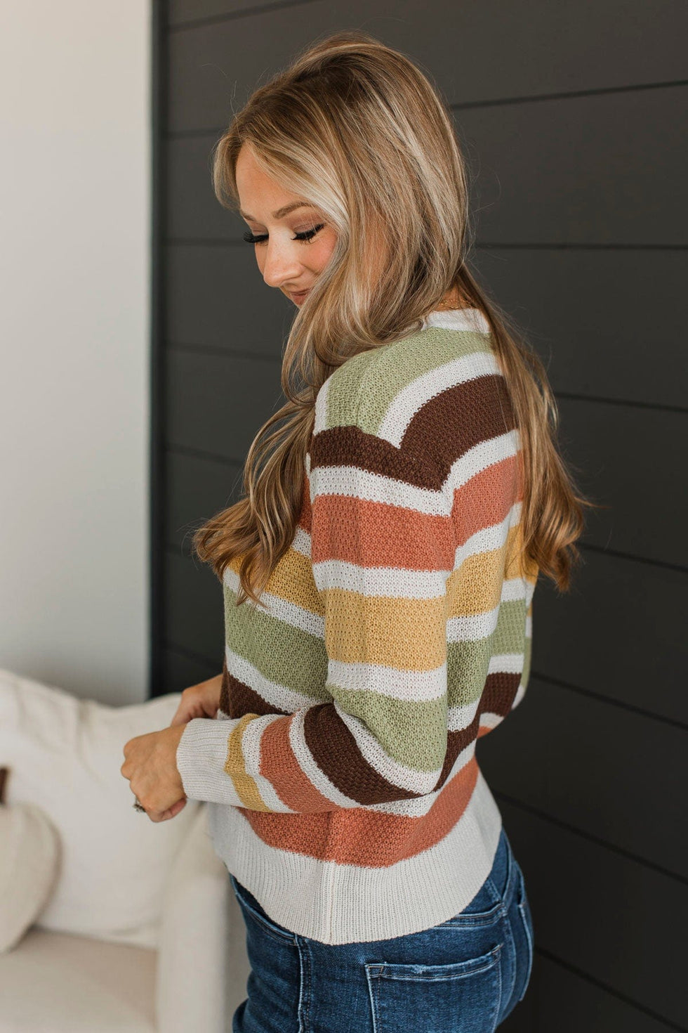 Clearly Charming Striped Knit Sweater- Oatmeal & Brown – The Pulse Boutique