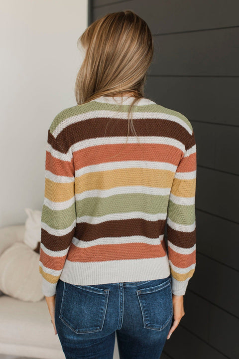 Clearly Charming Striped Knit Sweater- Oatmeal & Brown – The Pulse Boutique