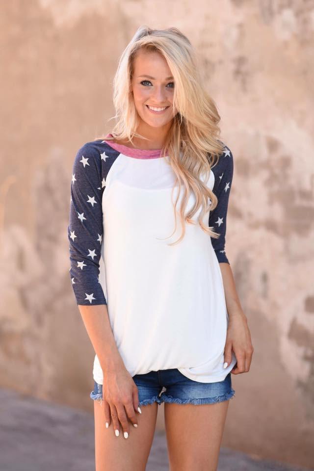 Star Baseball Sleeve Top – The Pulse Boutique