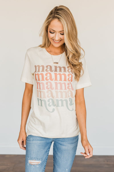 "Mama" Colorful Graphic Tee- Cream – The Pulse Boutique