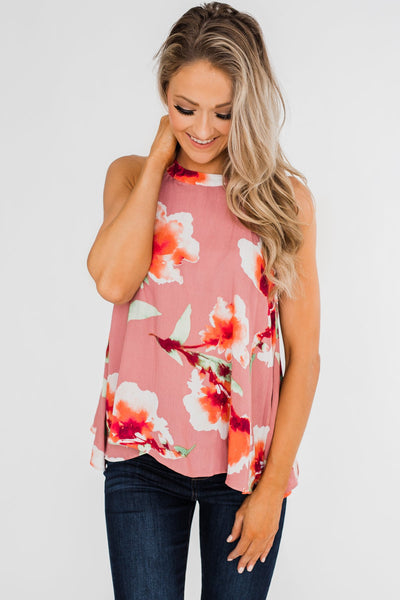 Love At Last Floral Halter Tank Top- Mauve – The Pulse Boutique