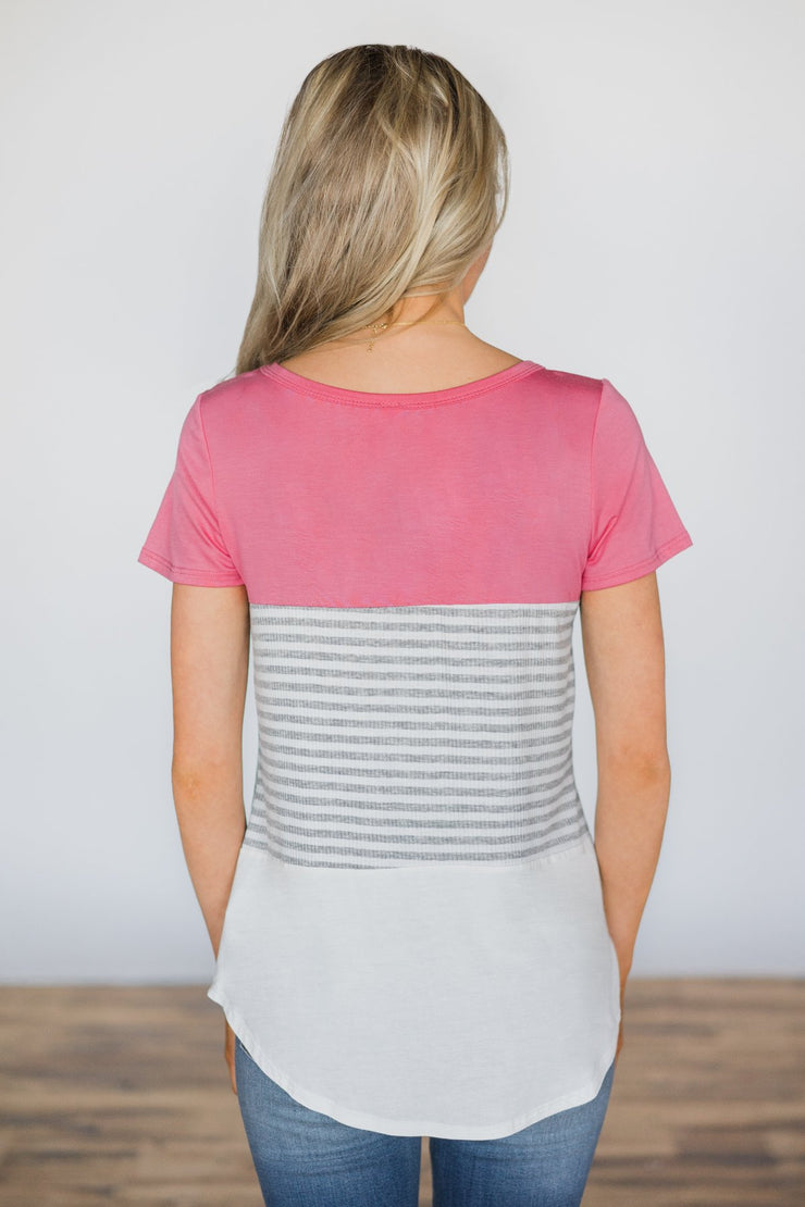 Timeless Beauty Colorblock Top- Pink – The Pulse Boutique