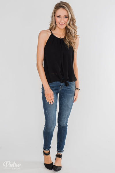 Something To Say Keyhole Halter Tank- Black – The Pulse Boutique