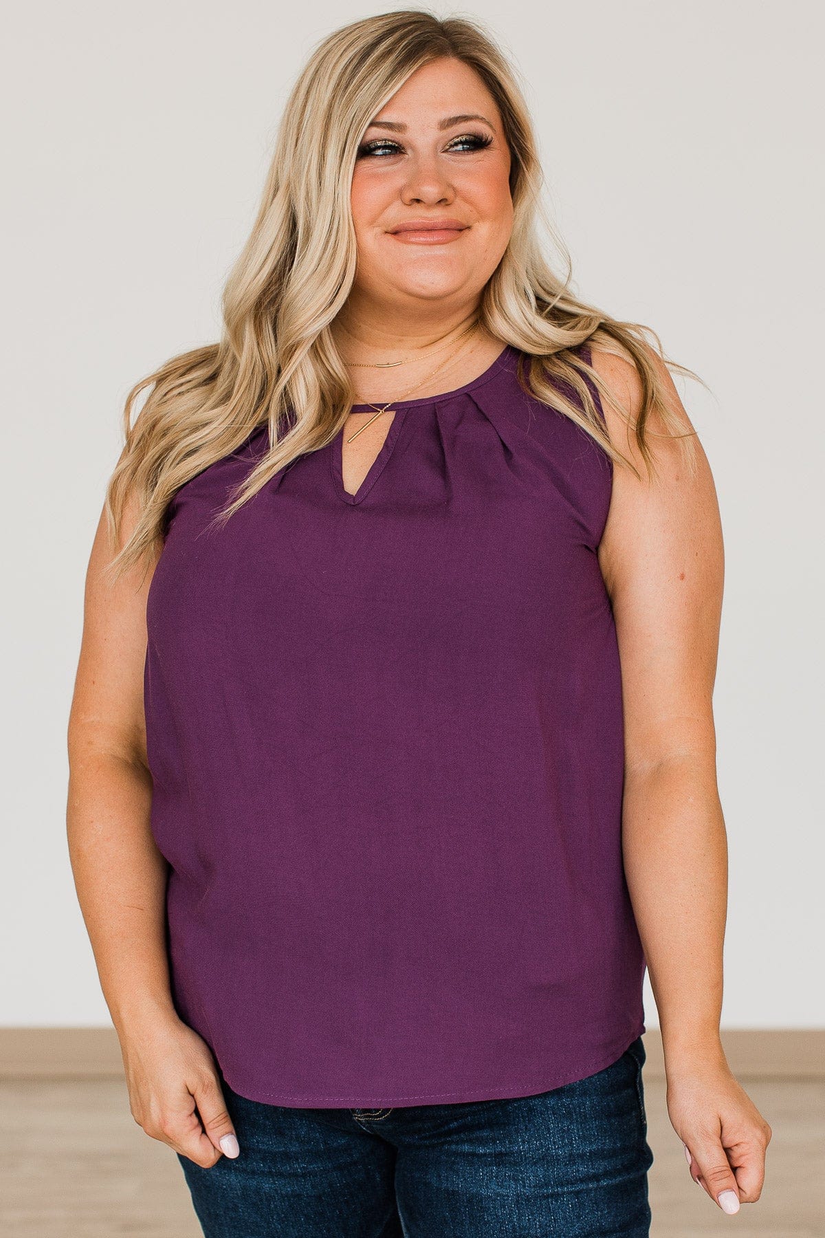 Do Your Best Pleated Tank Top- Dark Purple – The Pulse Boutique