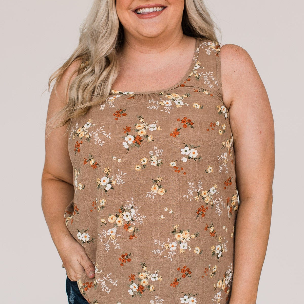 Explore Your Heart Floral Tank Top- Taupe – The Pulse Boutique