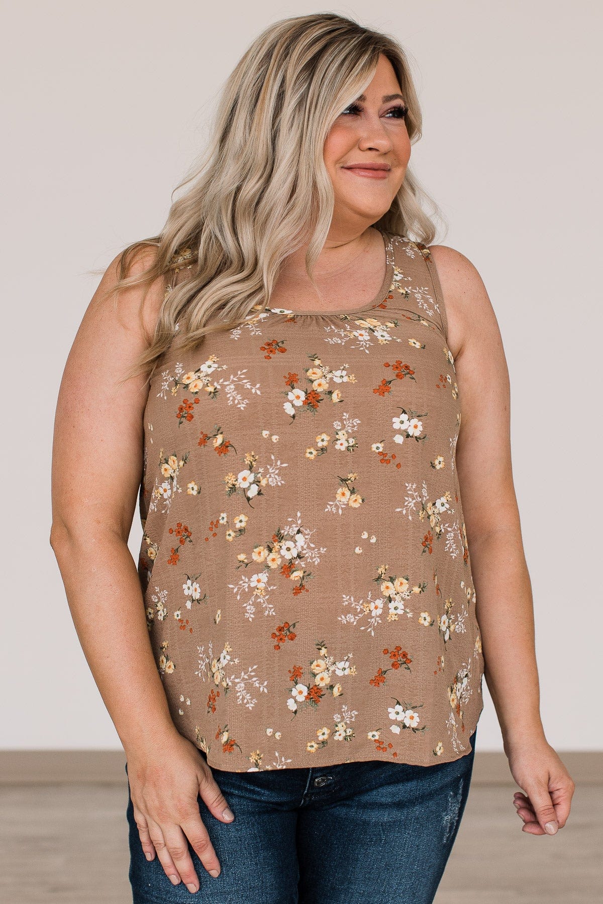 Explore Your Heart Floral Tank Top- Taupe – The Pulse Boutique