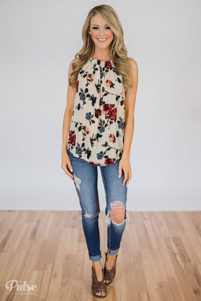 Floral Shimmer Halter Tank Top – The Pulse Boutique