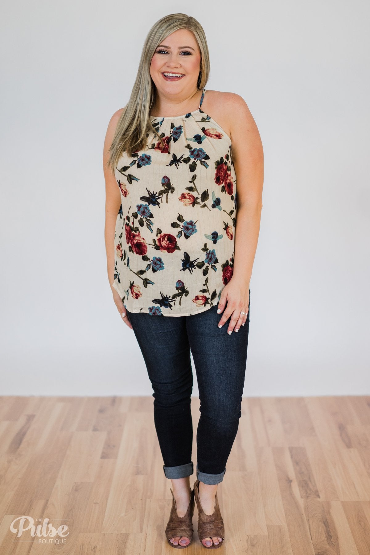 Floral Shimmer Halter Tank Top – The Pulse Boutique