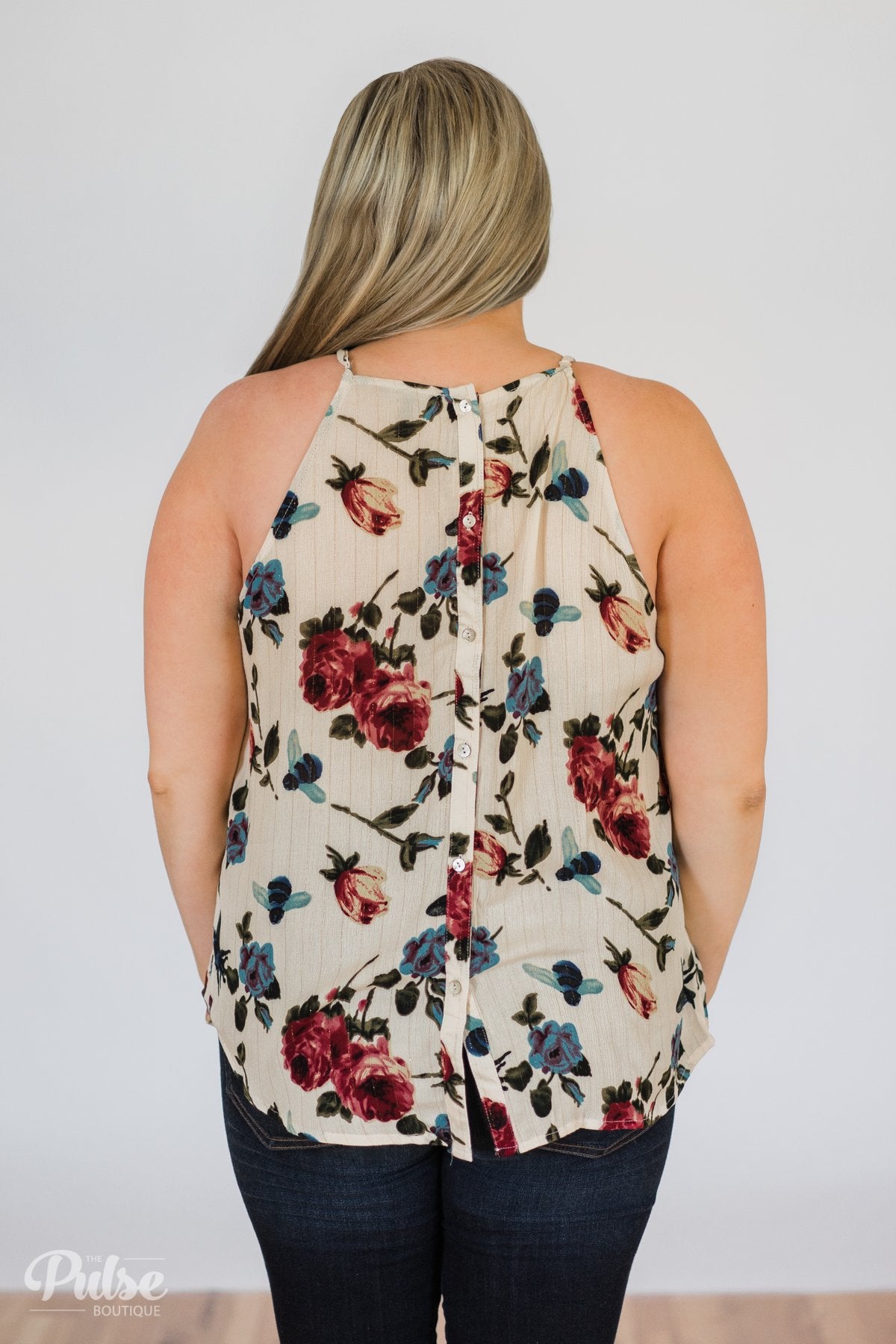 Floral Shimmer Halter Tank Top – The Pulse Boutique