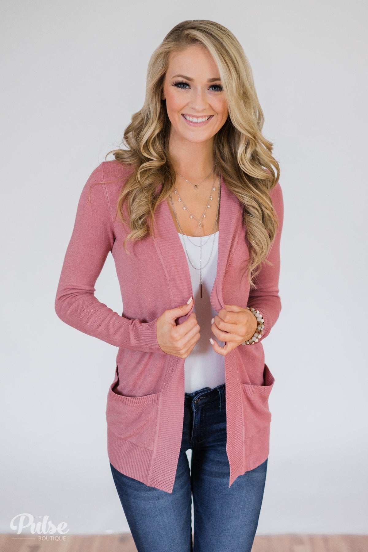 Essential Cardigan- Dusty Rose – The Pulse Boutique