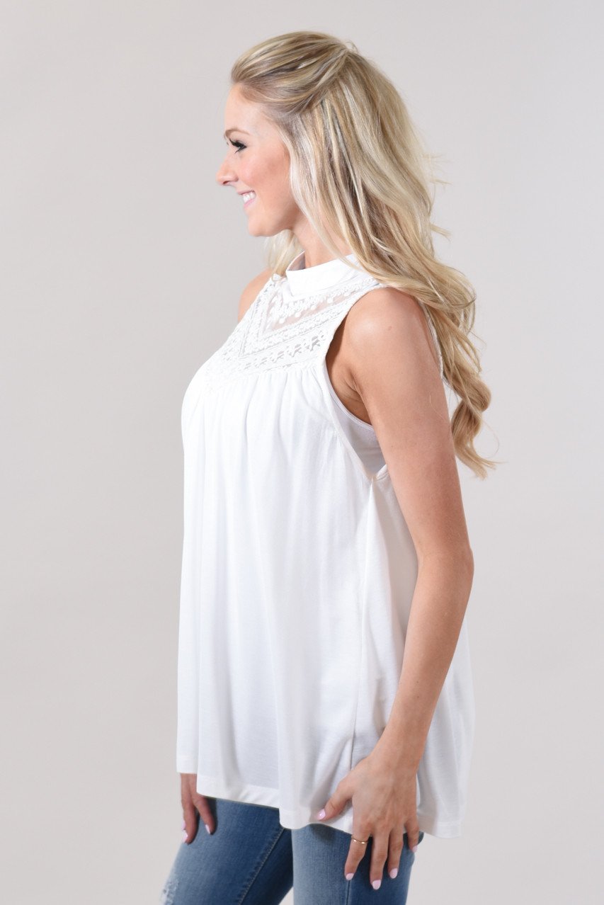 Lace Tank Top ~ Ivory – The Pulse Boutique