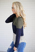 Long Sleeve Colorblock Top ~ Olive & Navy – The Pulse Boutique
