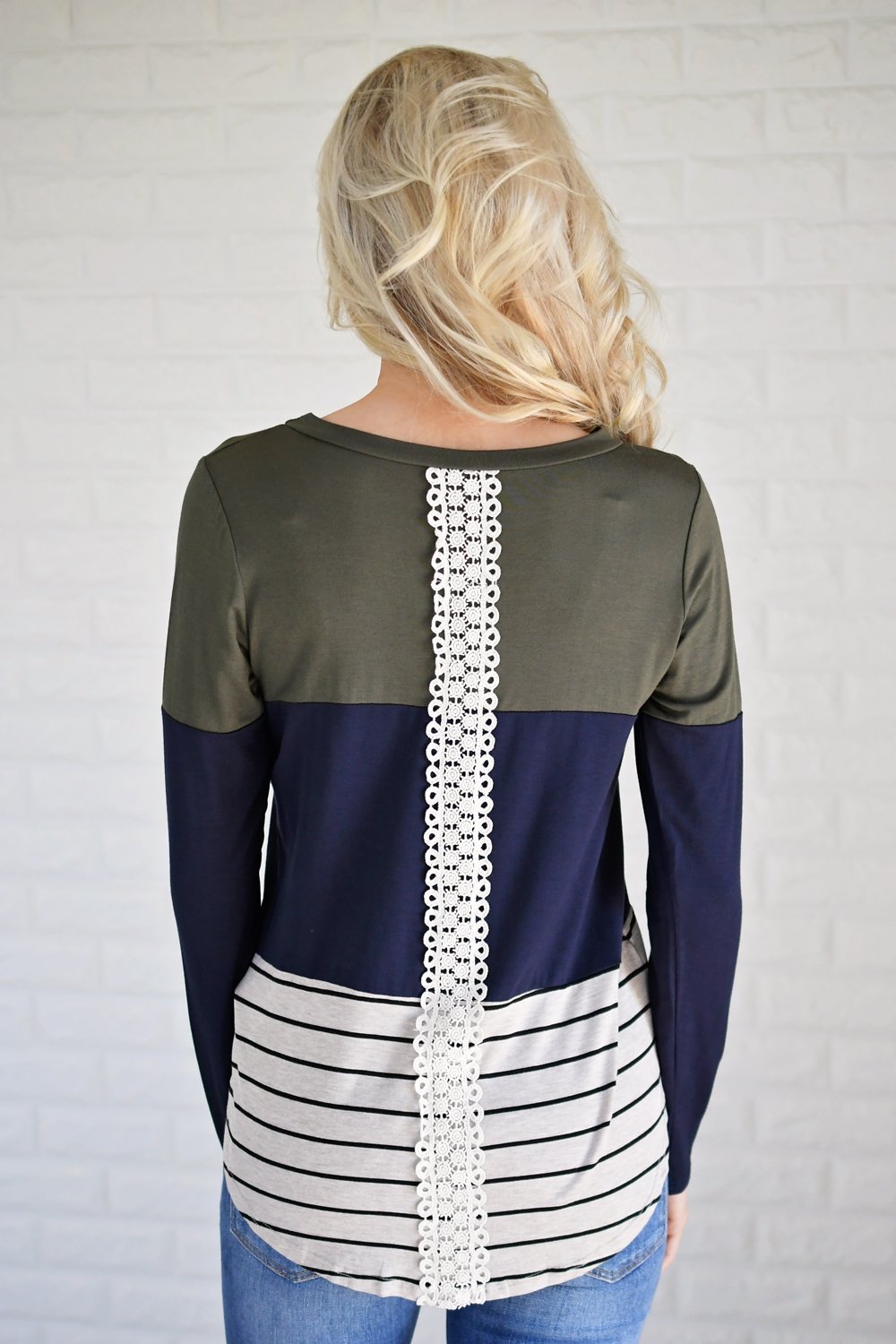 Long Sleeve Colorblock Top ~ Olive & Navy – The Pulse Boutique
