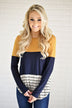 Long Sleeve Colorblock Top ~ Mustard & Navy – The Pulse Boutique