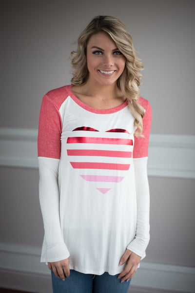 Shades of Pink Heart Top – The Pulse Boutique