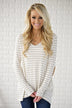 Striped Cream & Tan Back Button Down Top – The Pulse Boutique