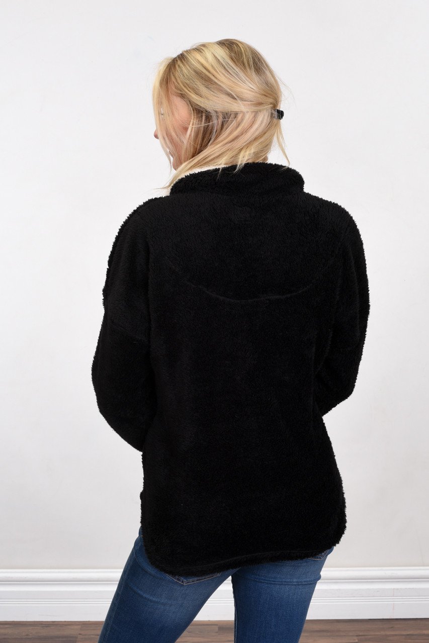 Sherpa Zip Up Jacket ~ Black – The Pulse Boutique