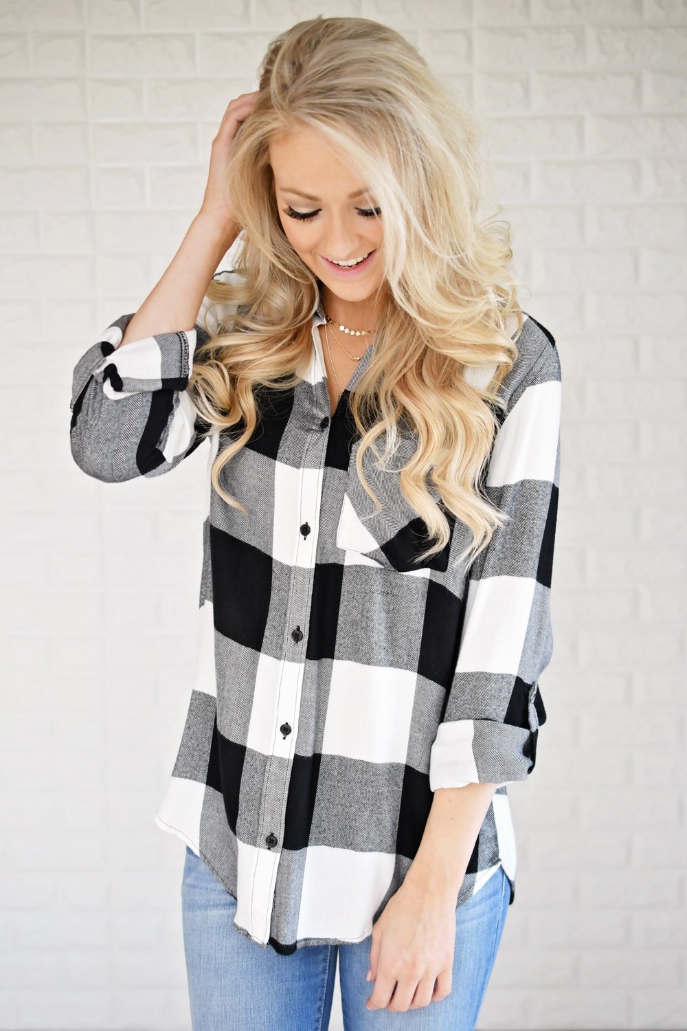 White & Black Plaid Button Up Top – The Pulse Boutique
