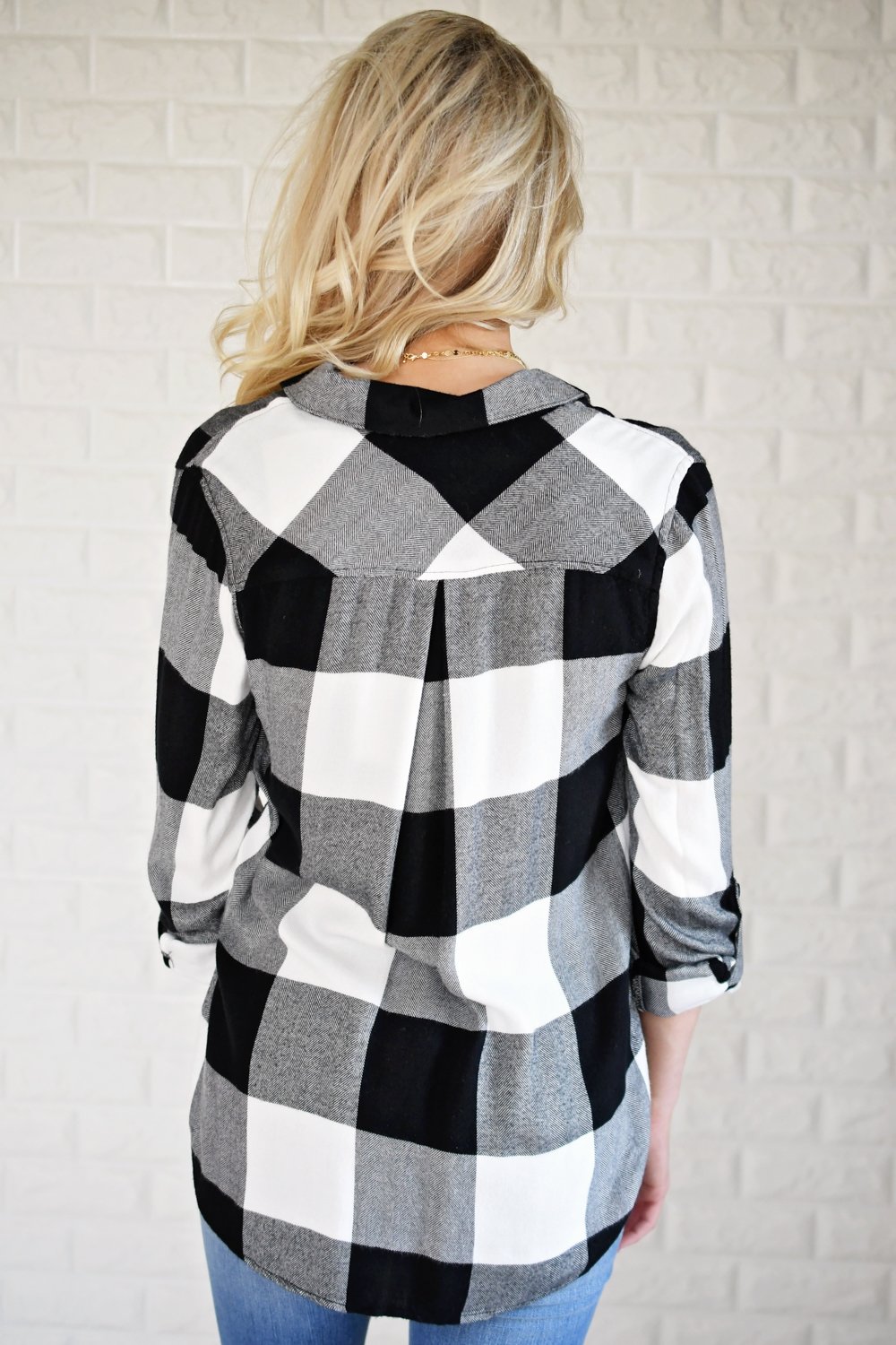 White & Black Plaid Button Up Top – The Pulse Boutique