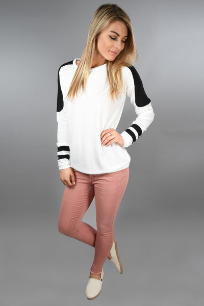 Sporty & Casual Top ~ Ivory – The Pulse Boutique