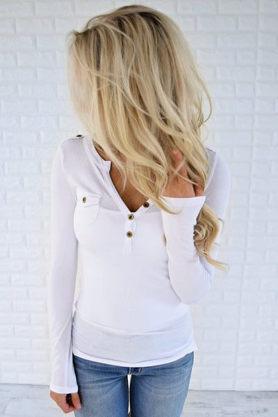 Button Top ~ Ivory – The Pulse Boutique