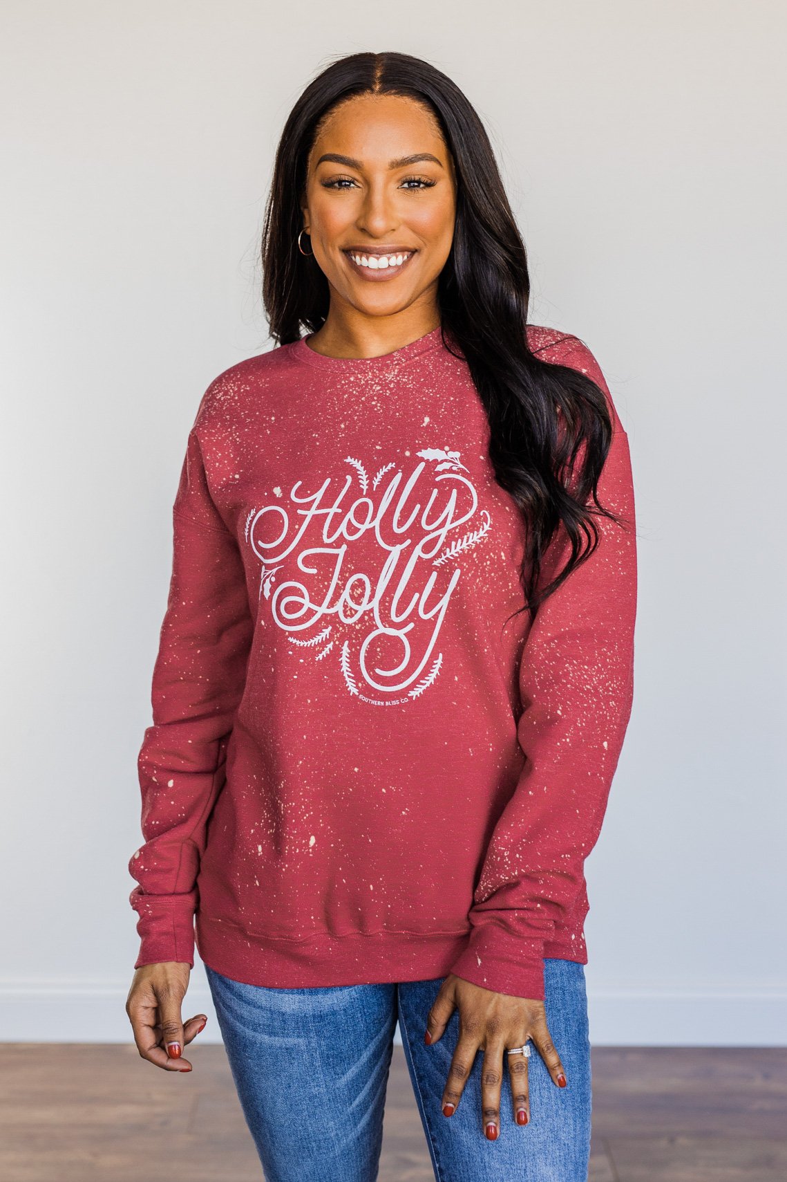 "Holly Jolly" Bleached Pullover- Red – The Pulse Boutique