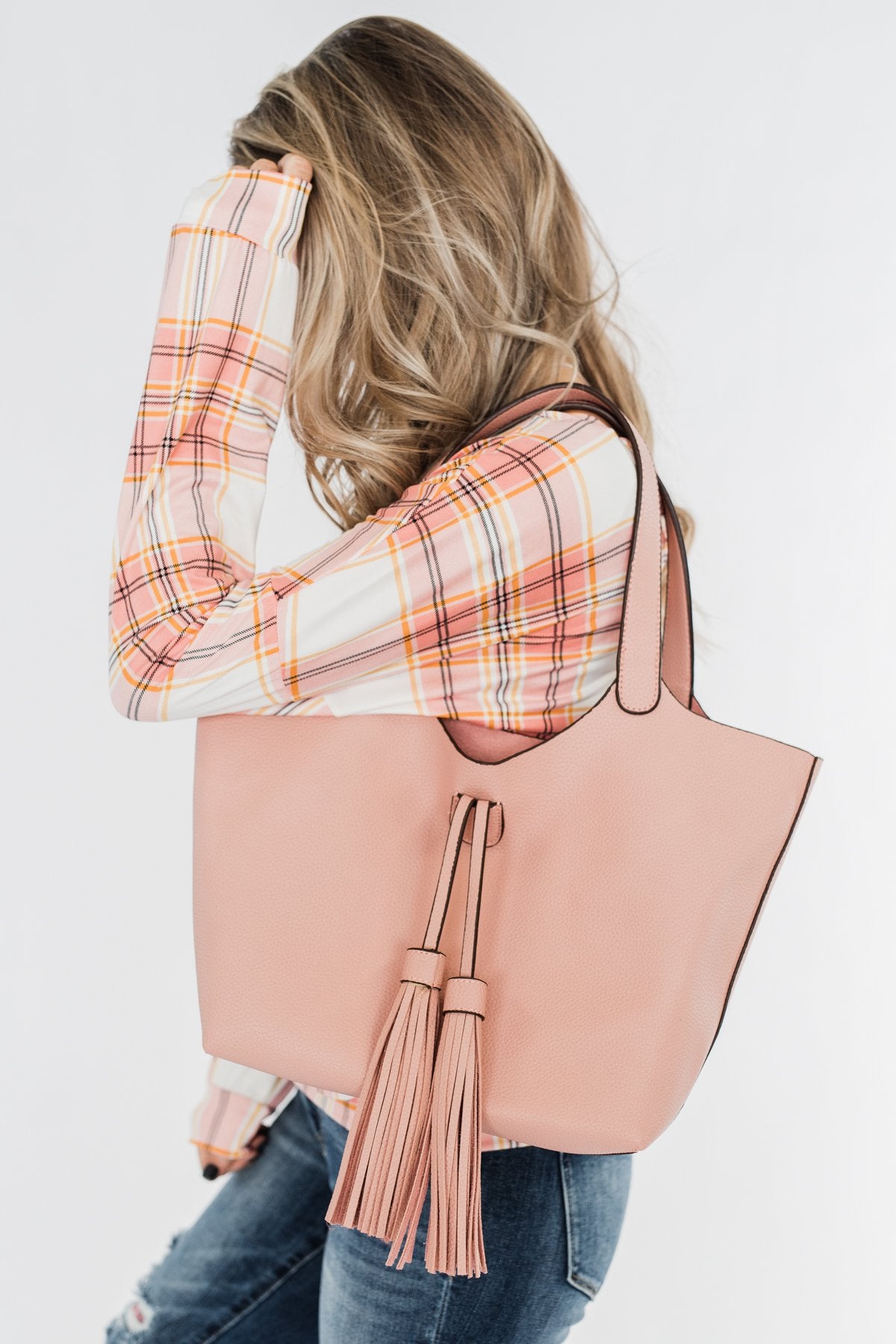 Tassel Detail Purse- Blush – The Pulse Boutique