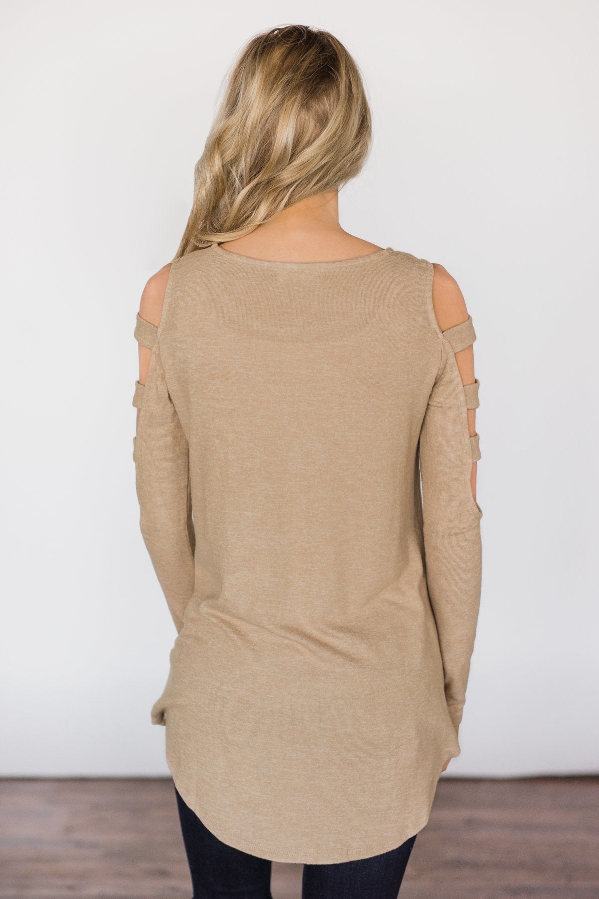 Taupe Cold Shoulder Top – The Pulse Boutique