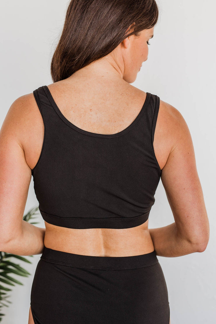 Summertime Shine Ribbed Knit Swim Top- Black – The Pulse Boutique