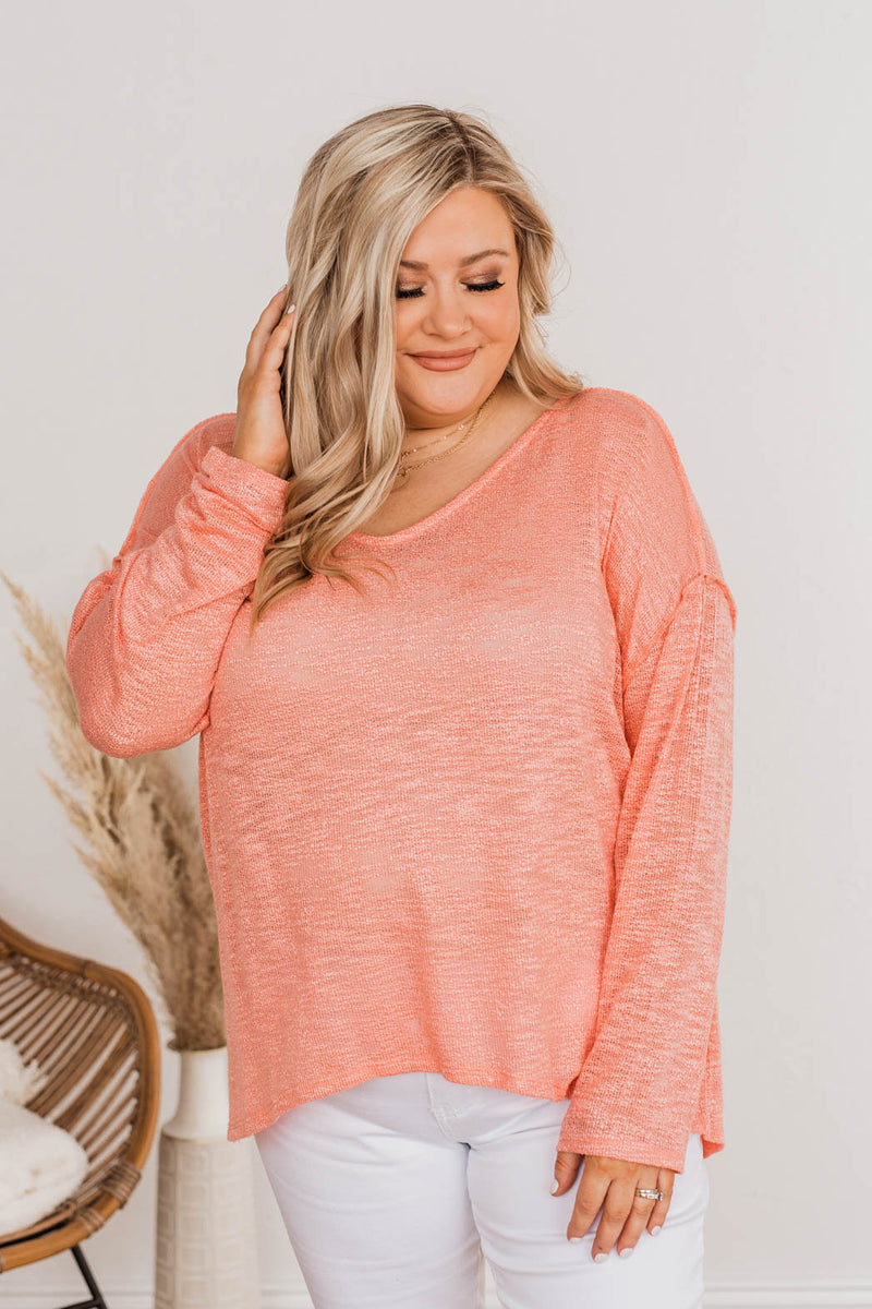 Feeling Breezy Sheer Knit Top- Coral – The Pulse Boutique
