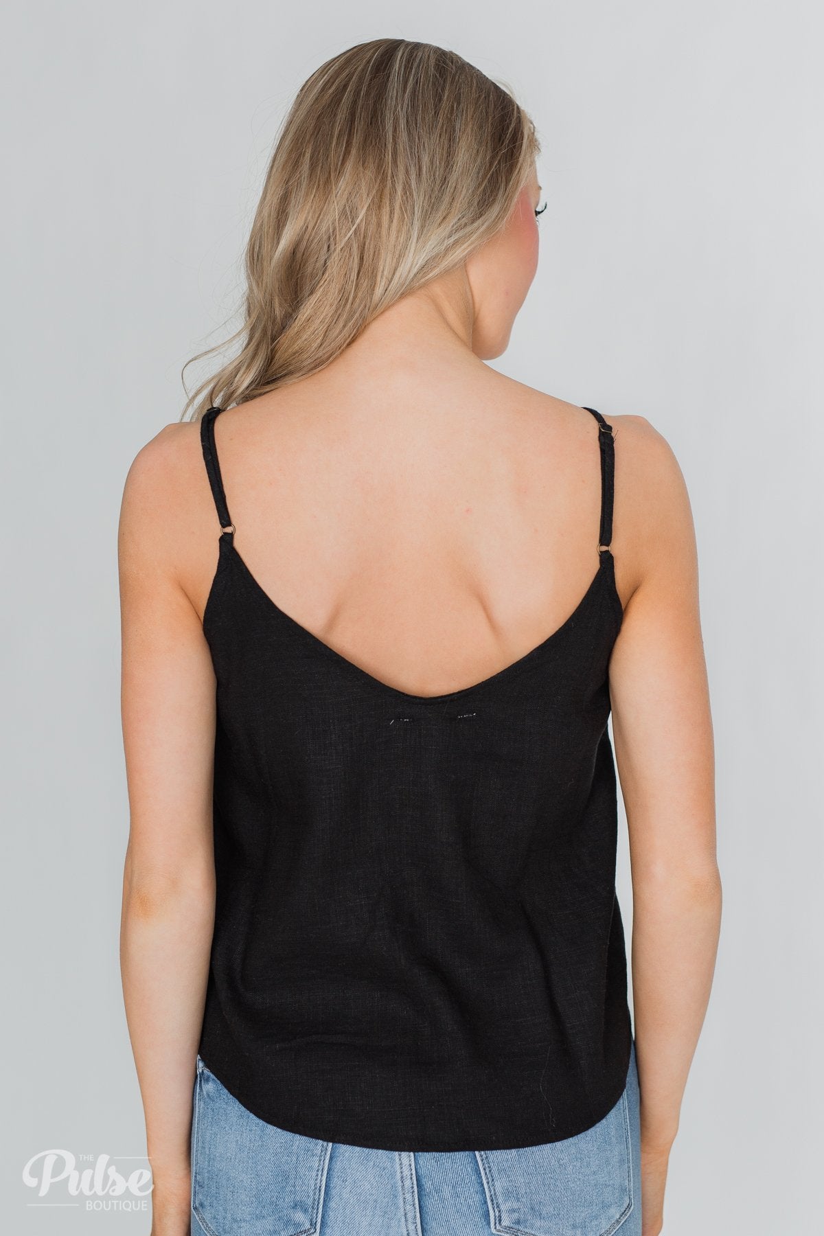 Right This Way Button Tank Top- Black – The Pulse Boutique