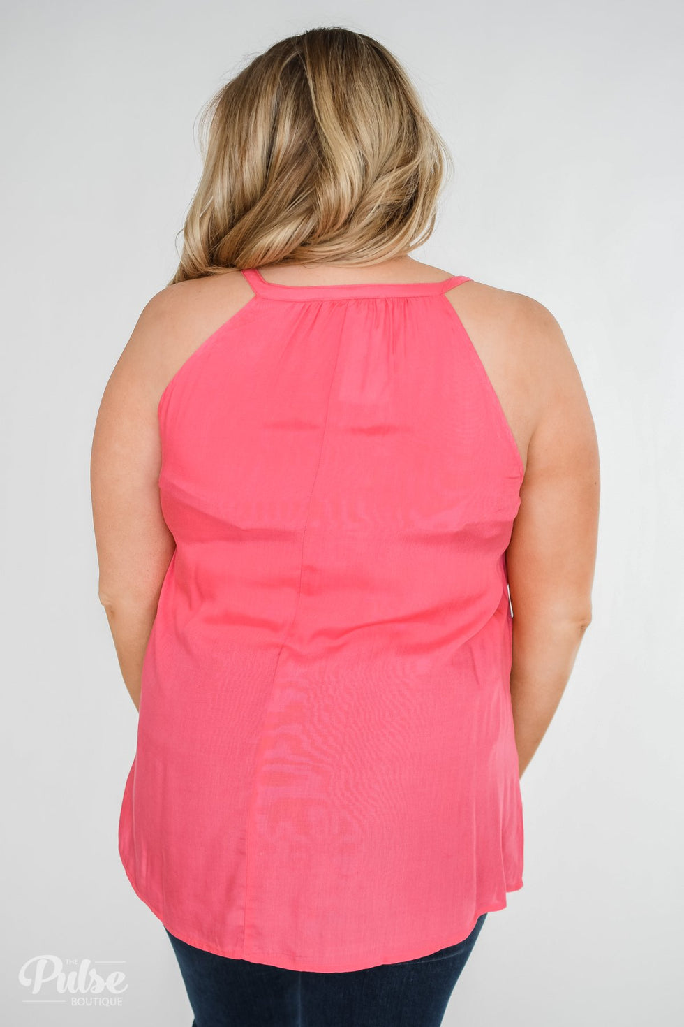 Embroidered Floral Halter Tank Top- Pink – The Pulse Boutique