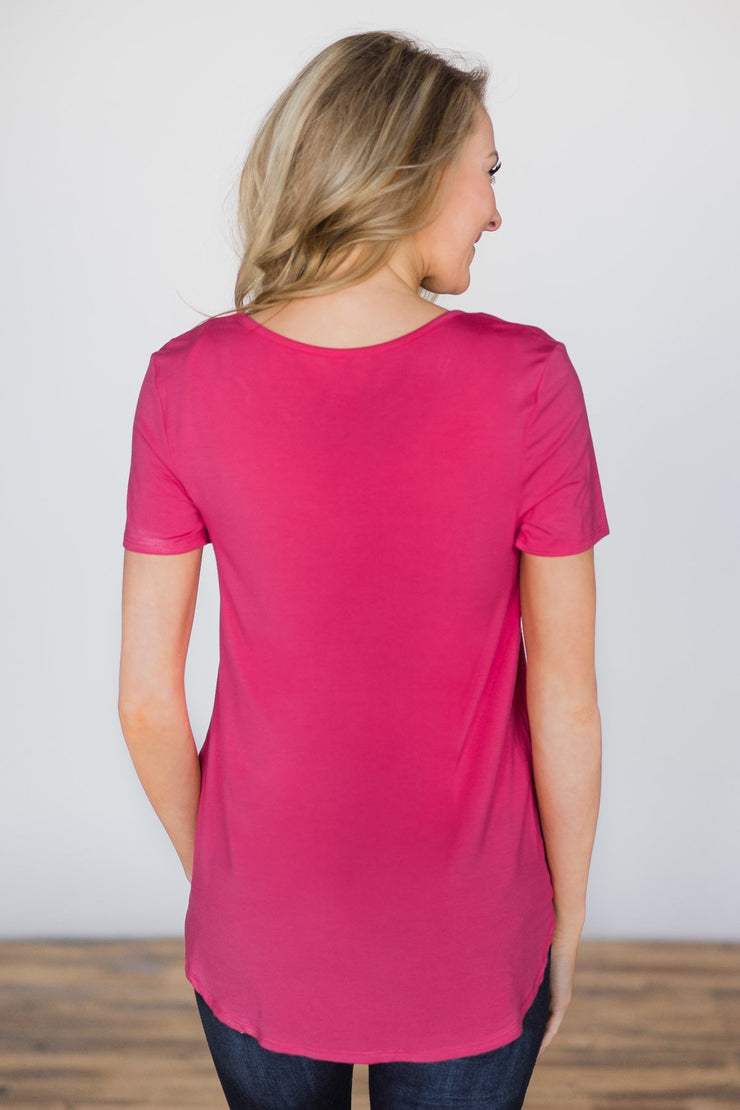 Cross the Line Top ~ Hot Pink – The Pulse Boutique