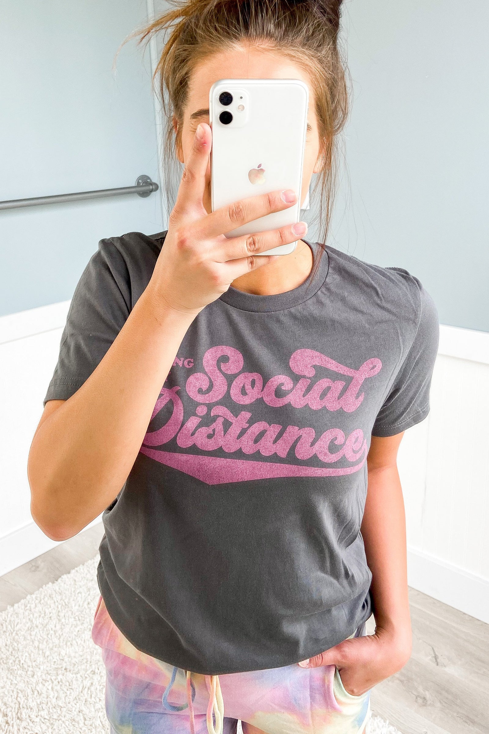 Social Distance Graphic Tee- Charcoal – The Pulse Boutique