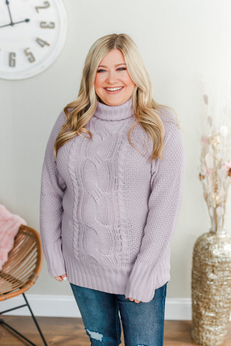 Smells Like Snow Knit Turtleneck Sweater- Lavender – The Pulse Boutique