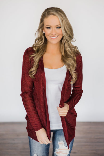 Lightweight Red Knit Cardigan – The Pulse Boutique