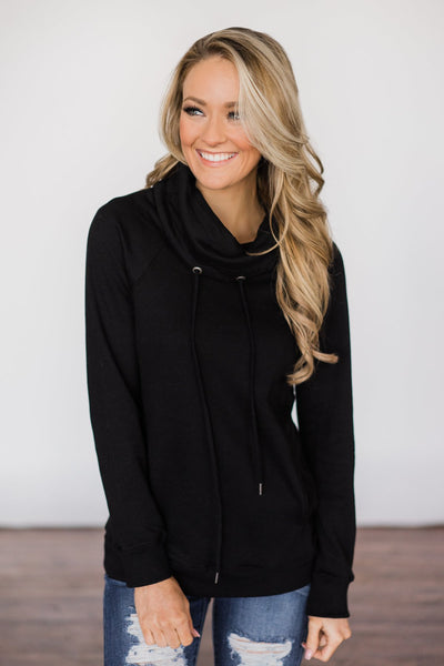 Solid Black Cowl Neck Top – The Pulse Boutique