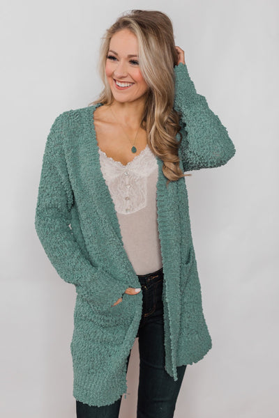 Popcorn Cardigan - Teal – The Pulse Boutique