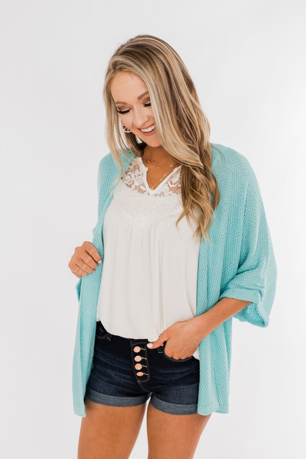 The Perfect Knit Cardigan- Aqua Blue – The Pulse Boutique