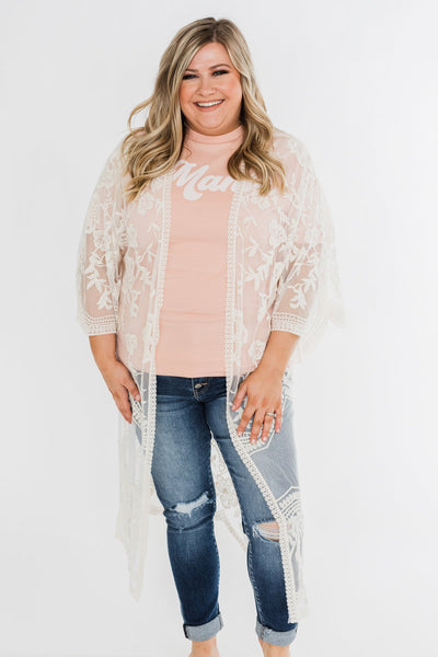 Long Sheer Floral Lace Kimono- Cream – The Pulse Boutique