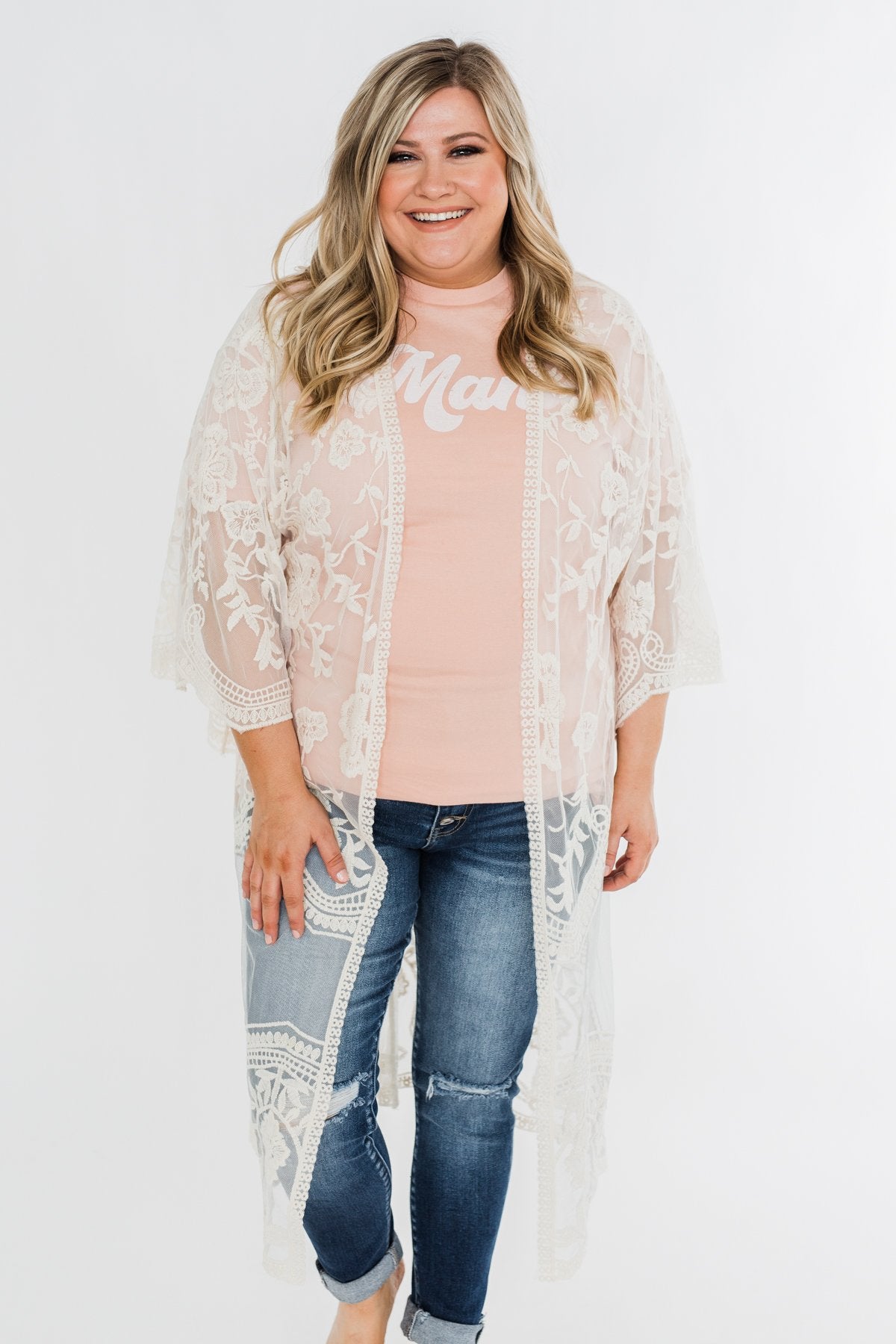Long Sheer Floral Lace Kimono- Cream – The Pulse Boutique