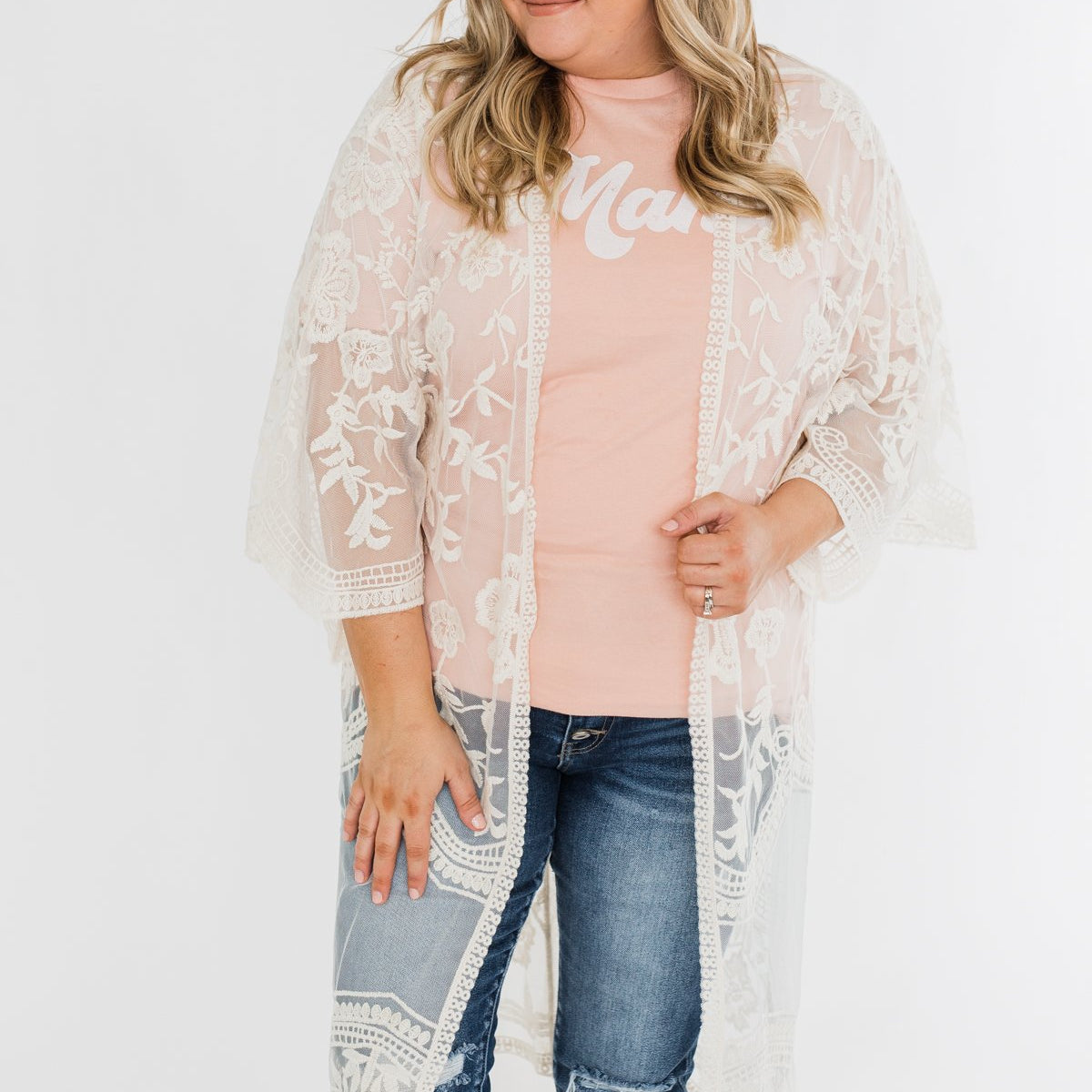Long Sheer Floral Lace Kimono- Cream – The Pulse Boutique