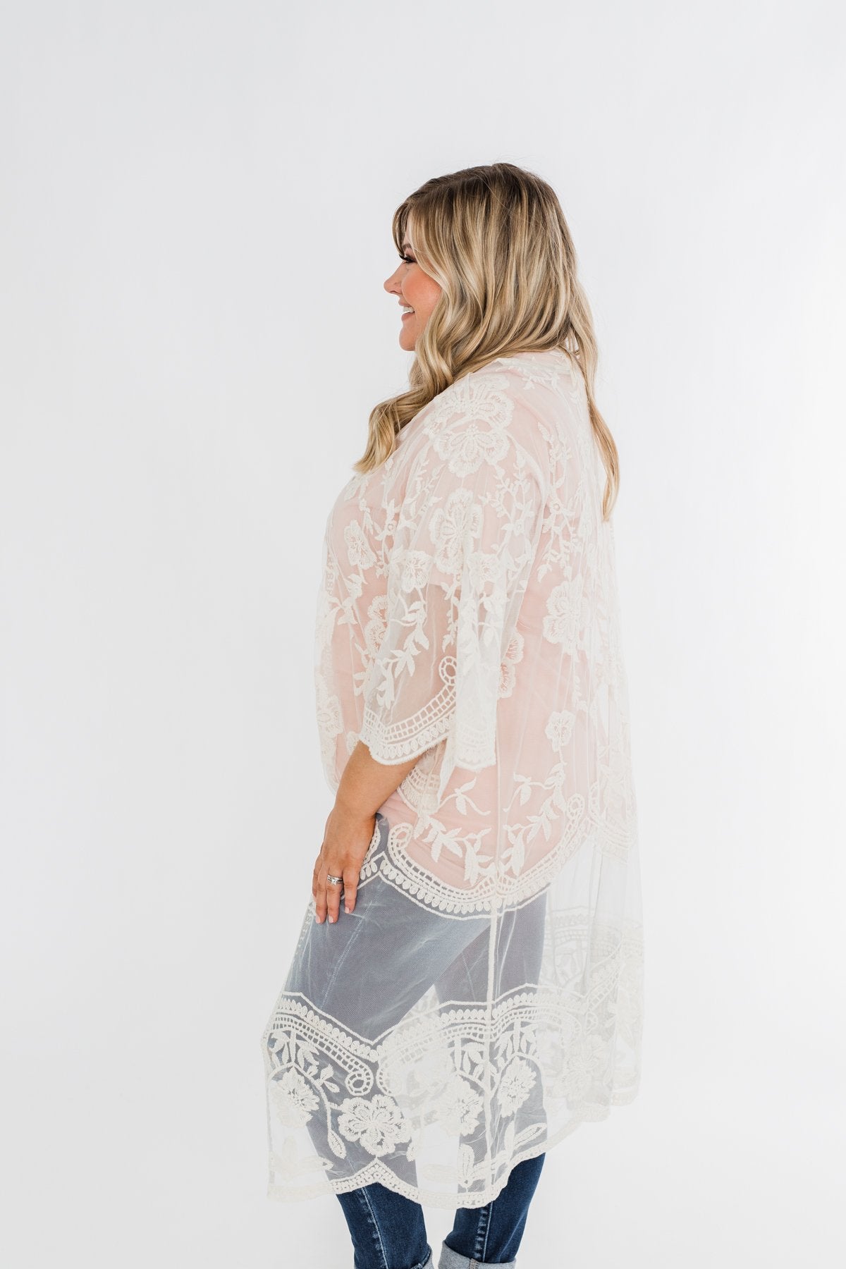 Long Sheer Floral Lace Kimono- Cream – The Pulse Boutique