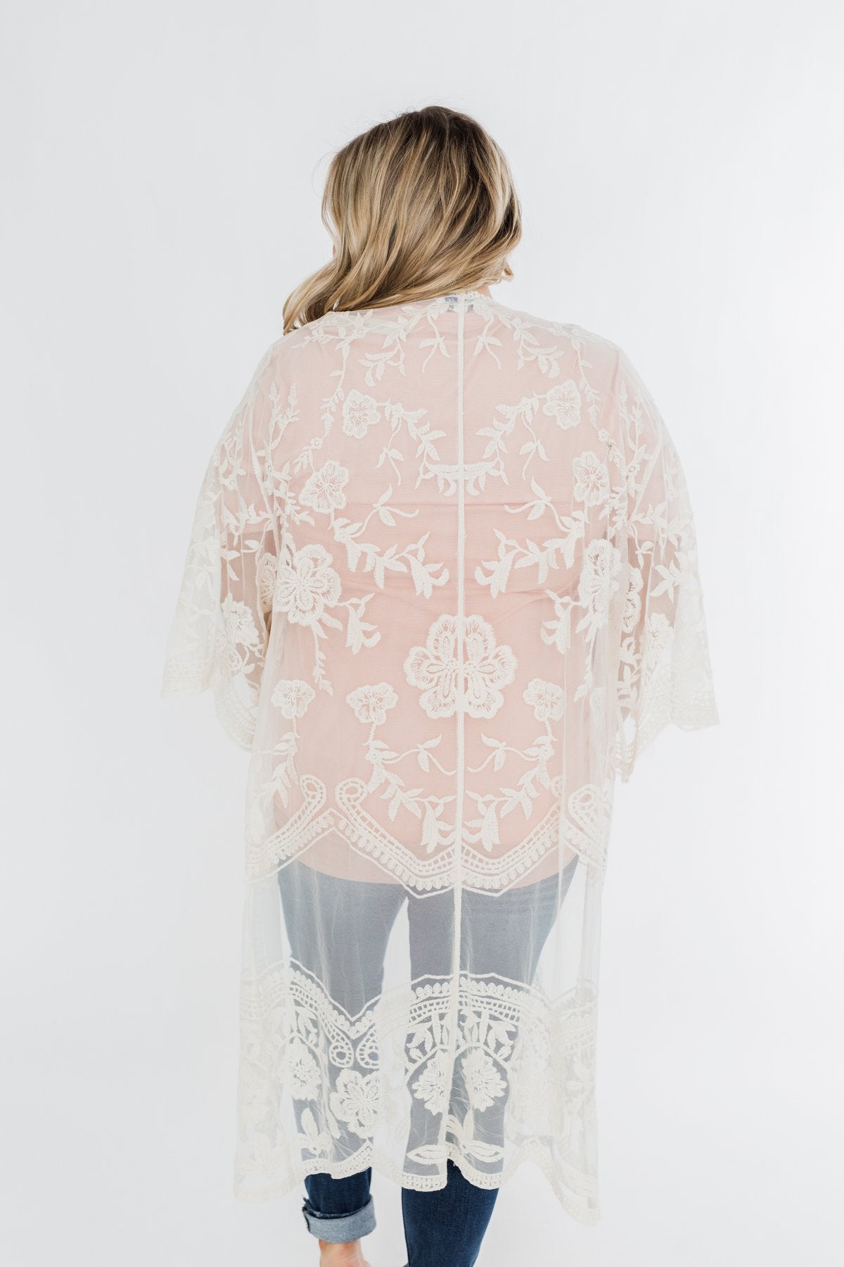 Long Sheer Floral Lace Kimono- Cream – The Pulse Boutique