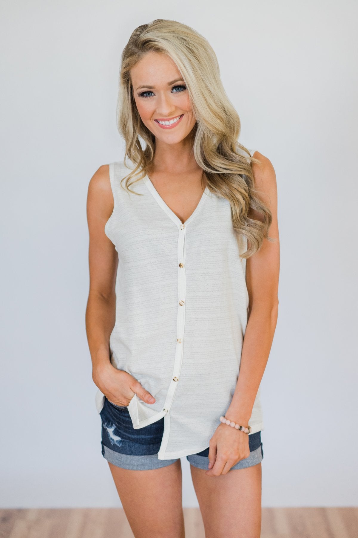 Basic Button Tank Top- Ivory – The Pulse Boutique