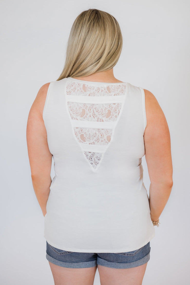 Lace Back Pocket Tank Top - Ivory – The Pulse Boutique